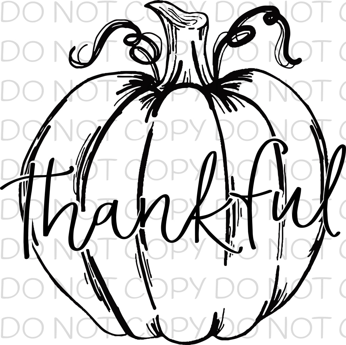 Thankful Pumpkin Line Art - Dye Sub Heat Transfer Sheet – Pretty Lil ...