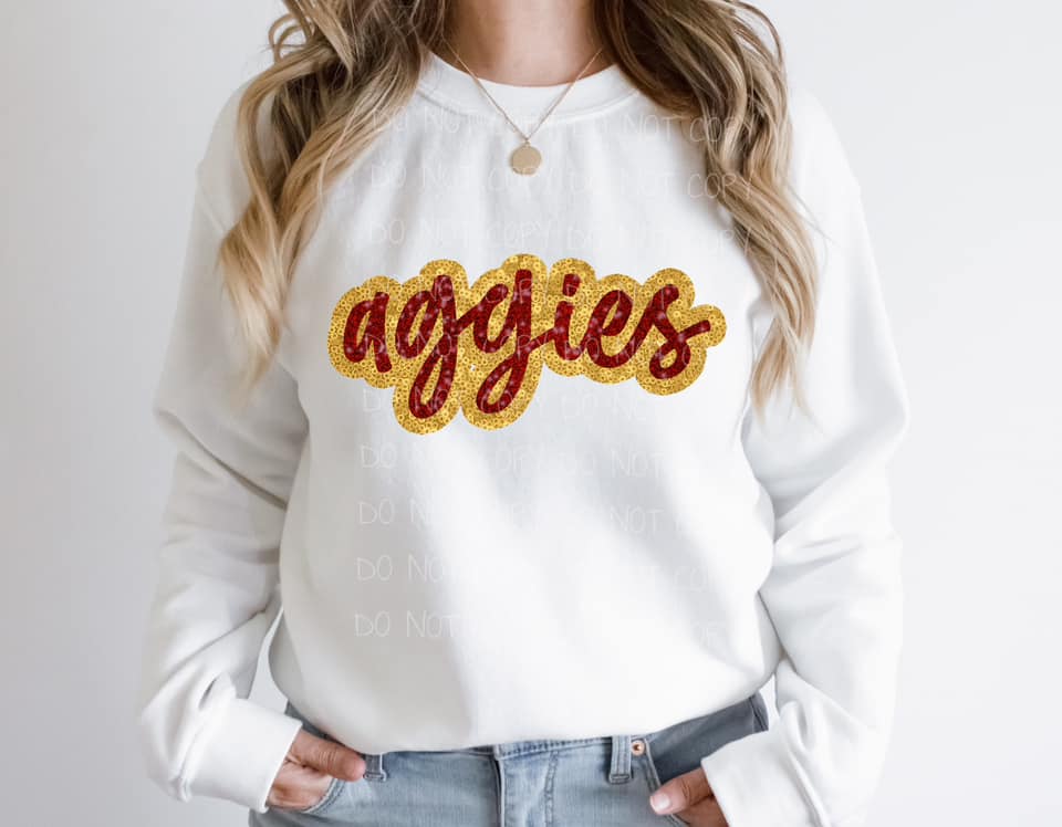 Aggies Maroon And Yellow Faux Sequin And Glitter Transfer Sheet ...