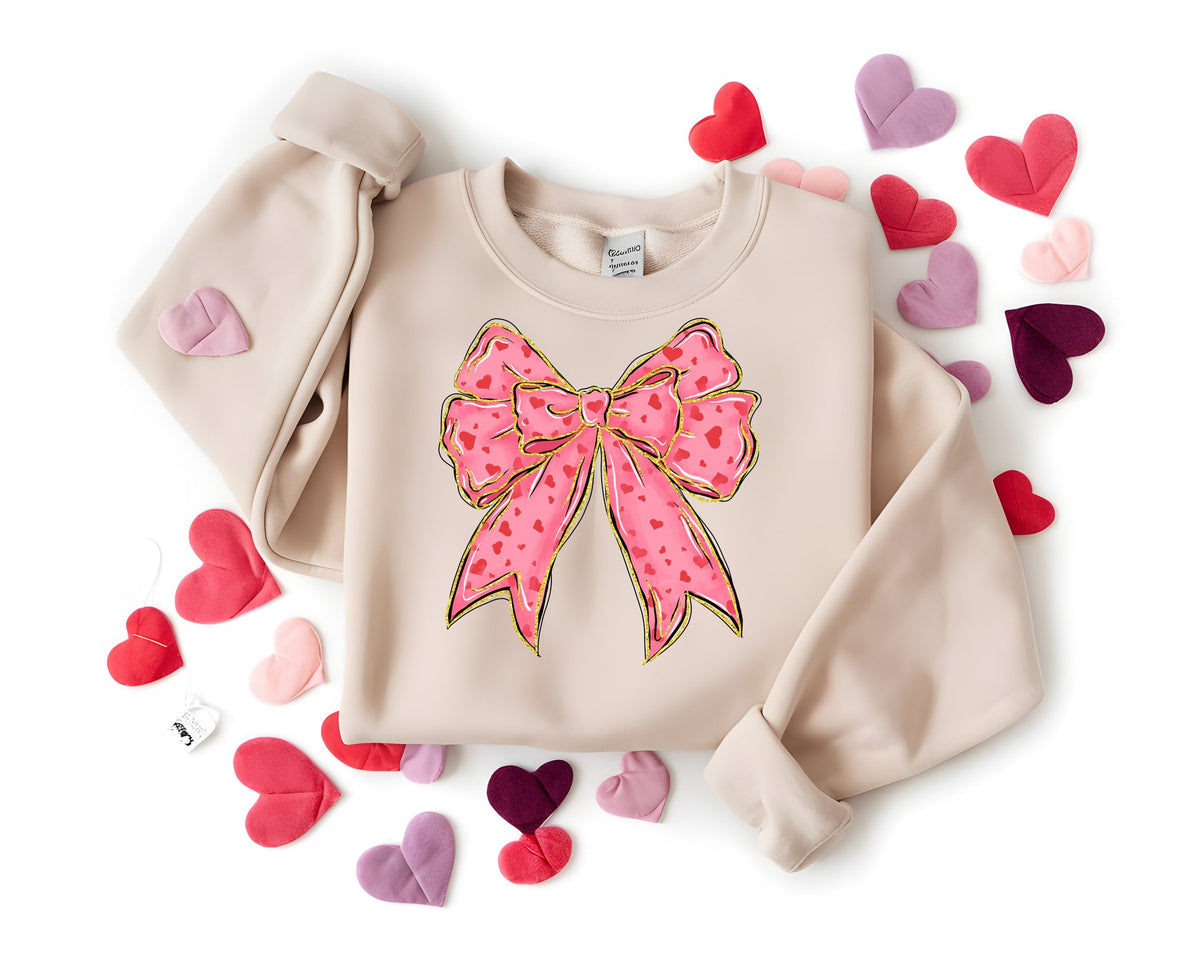 Gold Glitter Outlined Heart Bow Transfer Sheet – Pretty Lil Things PLT ...