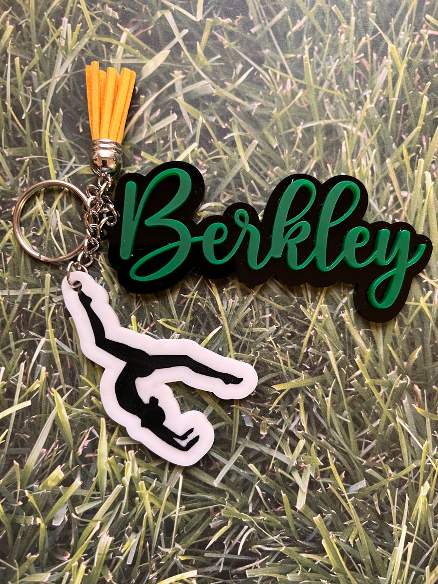 Custom Acrylic Double Layer Name Keychain With Sports Charm – Pretty ...