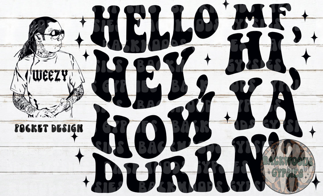 Hello MF Hey Hi How Ya Durrn Set Transfer Sheet – Pretty Lil Things PLT ...