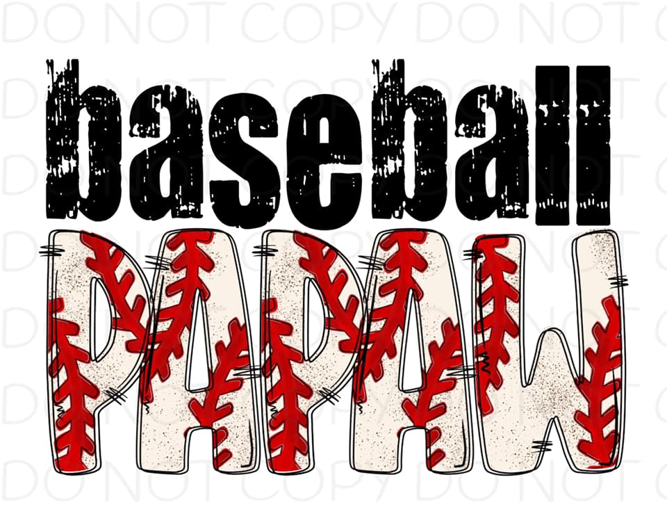 Baseball Papaw Transfer Sheet – Pretty Lil Things PLT Wholesale