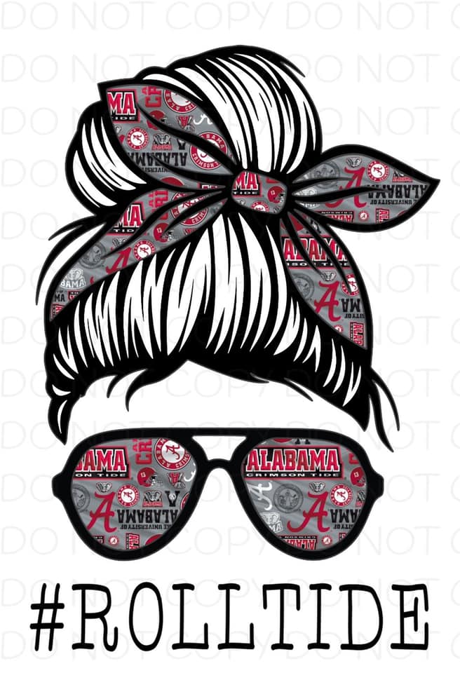 Roll Tide Messy Bun Transfer Sheet – Pretty Lil Things PLT Wholesale