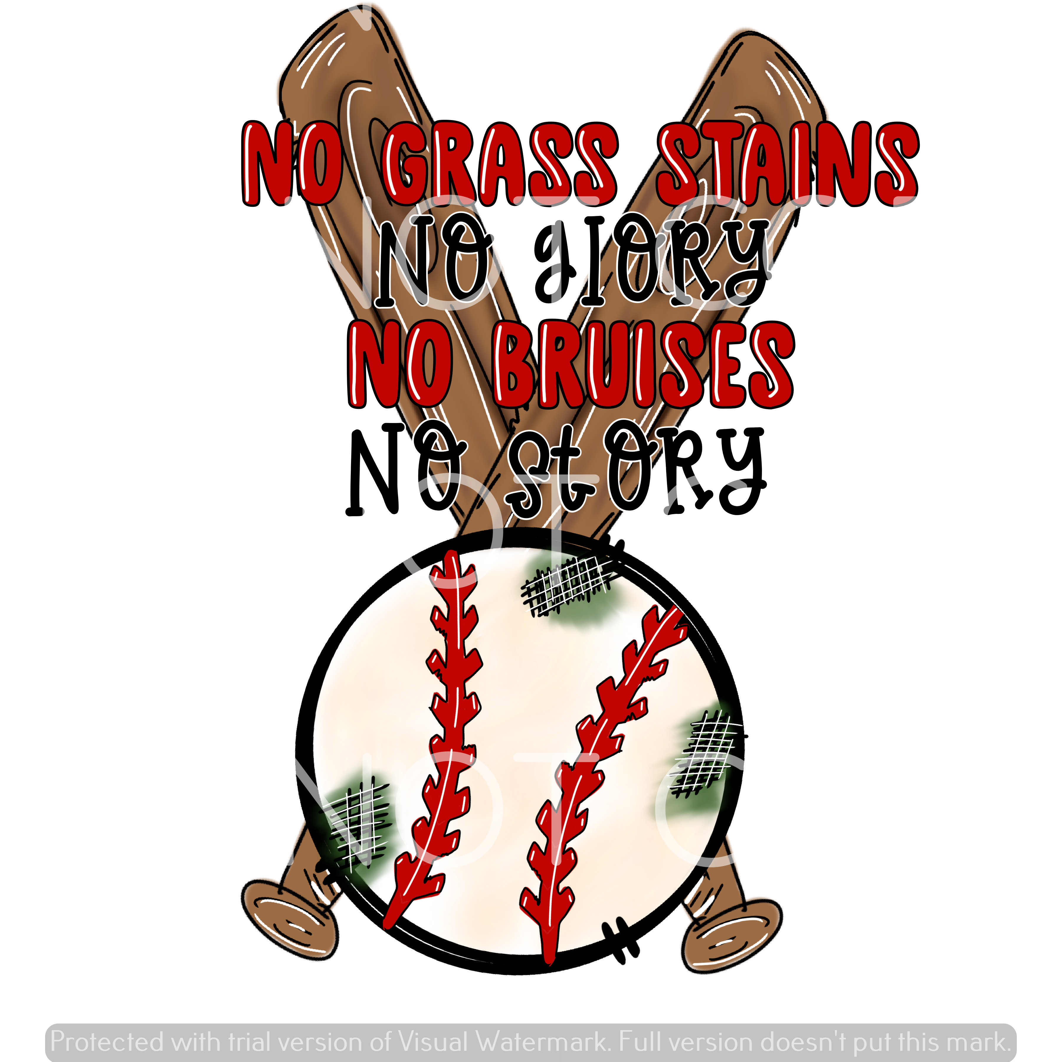Baseball No Grass Stains Transfer Sheet – Pretty Lil Things PLT Wholesale