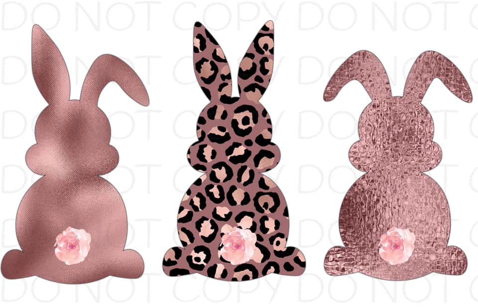 Bunny Trio Metallic Pink Leopard - HTV Transfer – Pretty Lil Things PLT ...