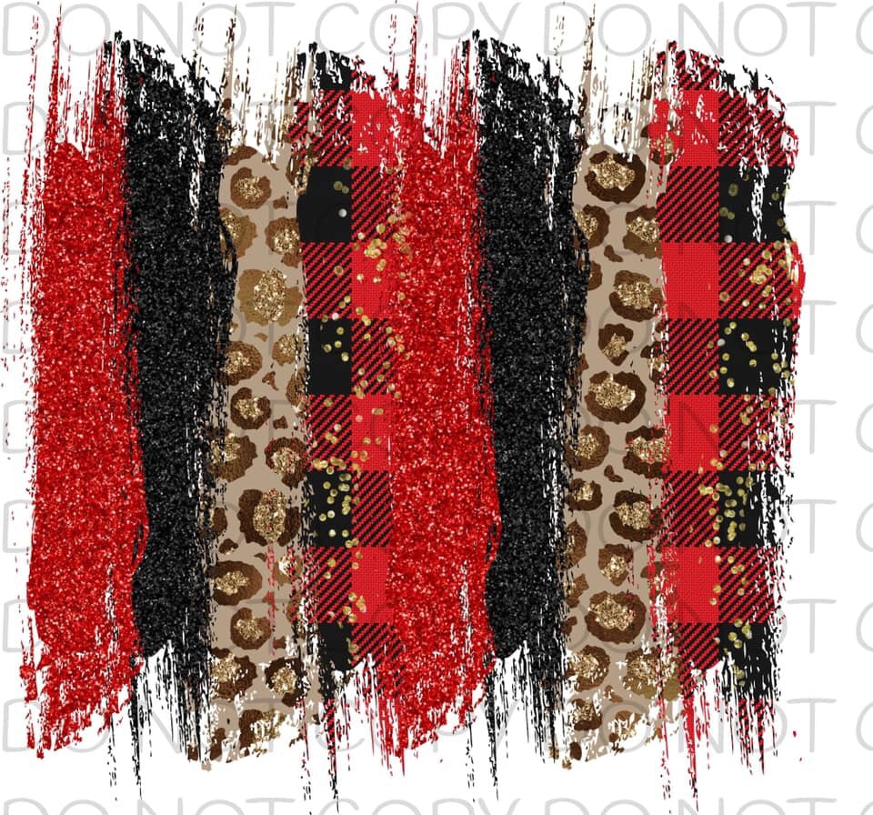 Red and Black Plaid Leopard Brush Stroke Background Transfer Sheet ...