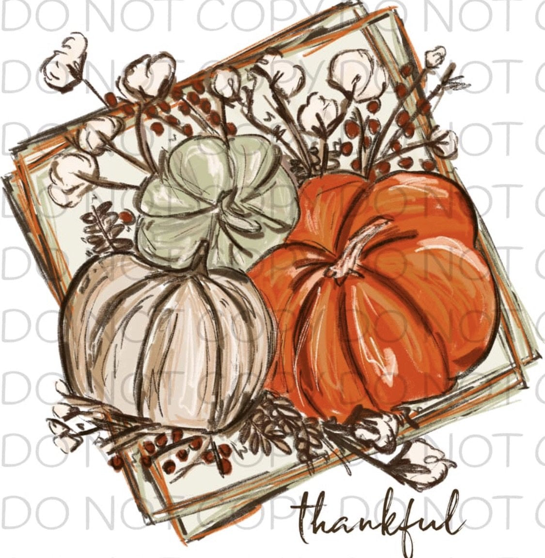 Thankful Cotton Pumpkins - HTV Transfer – Pretty Lil Things PLT Wholesale