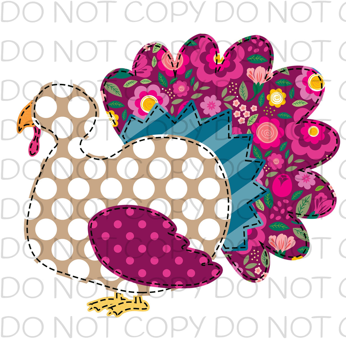 Faux Appliqué Turkey Transfer Sheet – Pretty Lil Things PLT Wholesale