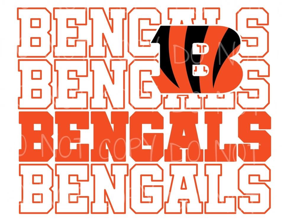 Bengals Stacked Football Transfer Sheet – Pretty Lil Things PLT Wholesale